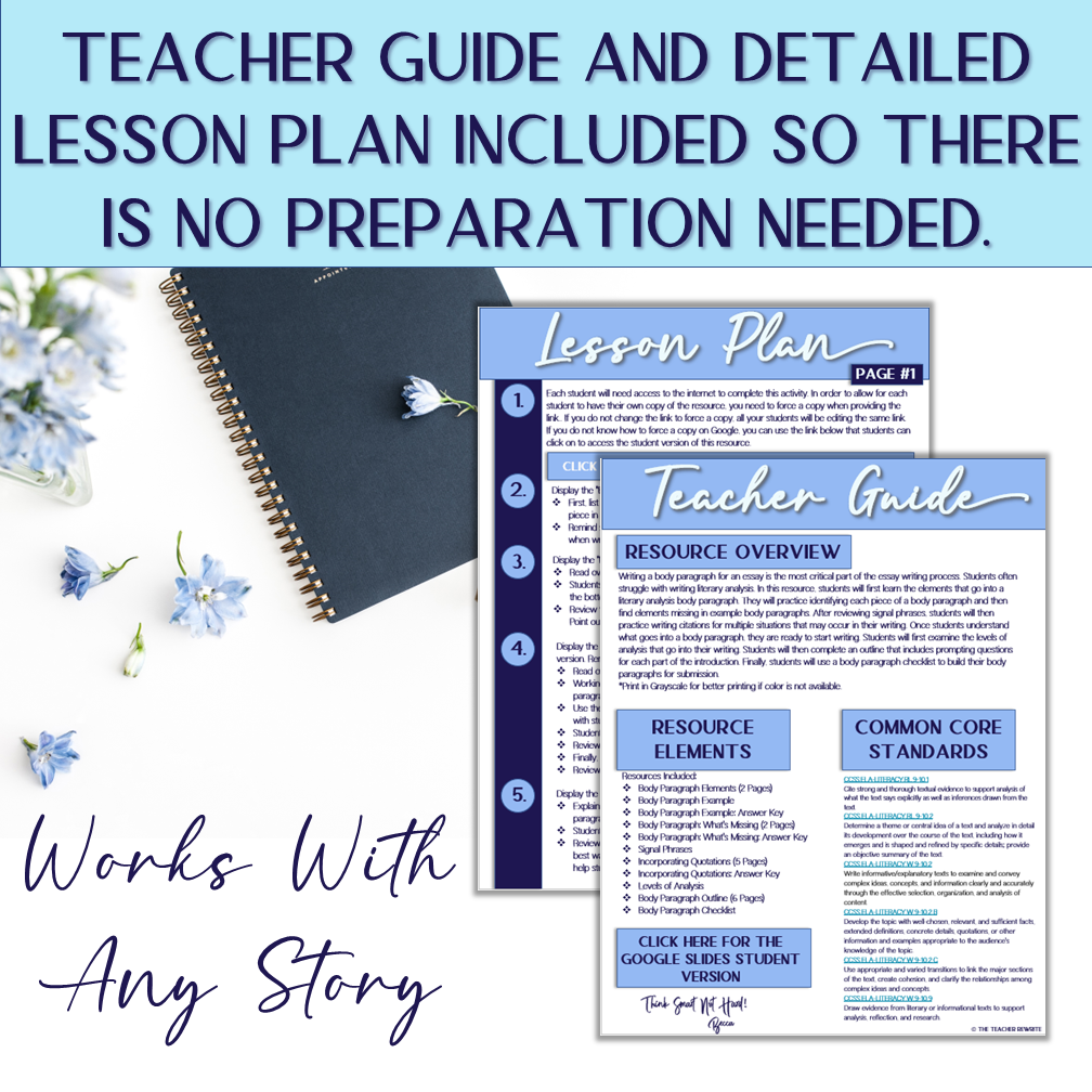 Literary Analysis Essay Writing Bundle - The Teacher ReWrite