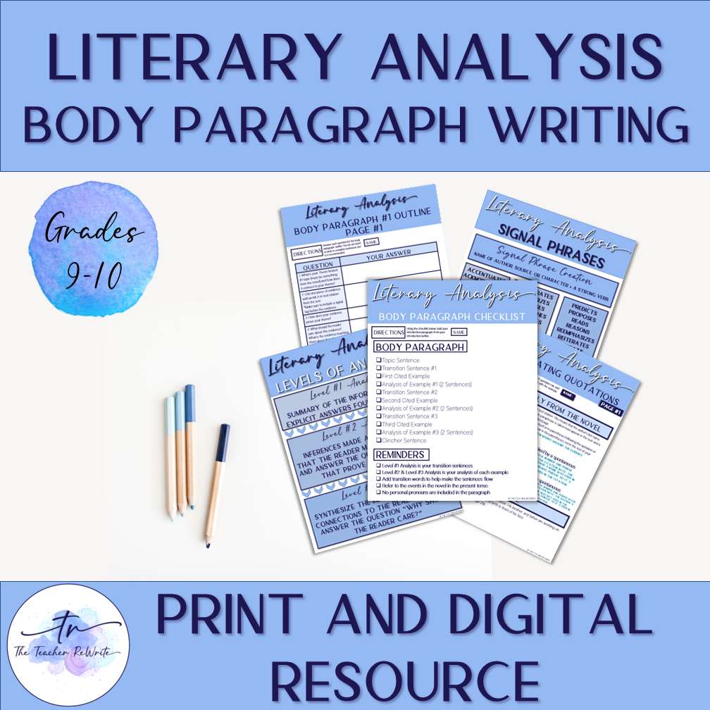 Literary Analysis Essay Writing Bundle - The Teacher ReWrite